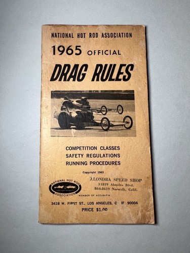 Vintage Cars National Hot Rod Association Official Drag Rules Booklet ...