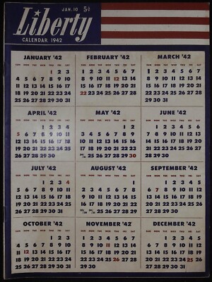 Liberty Magazine January 10, 1942 Calendar Cover, Complete Magazine! | eBay