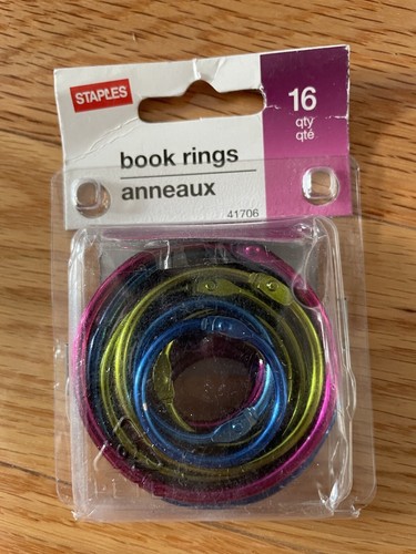 Staples Book Rings Multi Color Metallic 16 count Different Sizes NEW | eBay