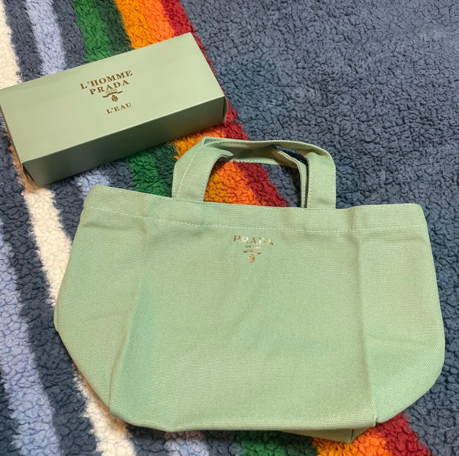 Authentic Prada Beauty Mini Canvas Tote Lunch Bag Green 2025 Novelty ...