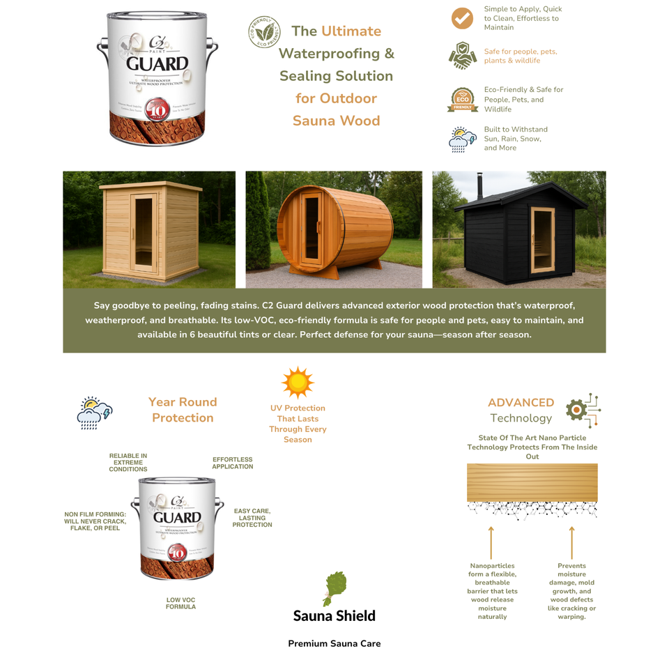 C2 Guard Exterior Wood Waterproofer & Sealer for Outdoor Saunas | eBay