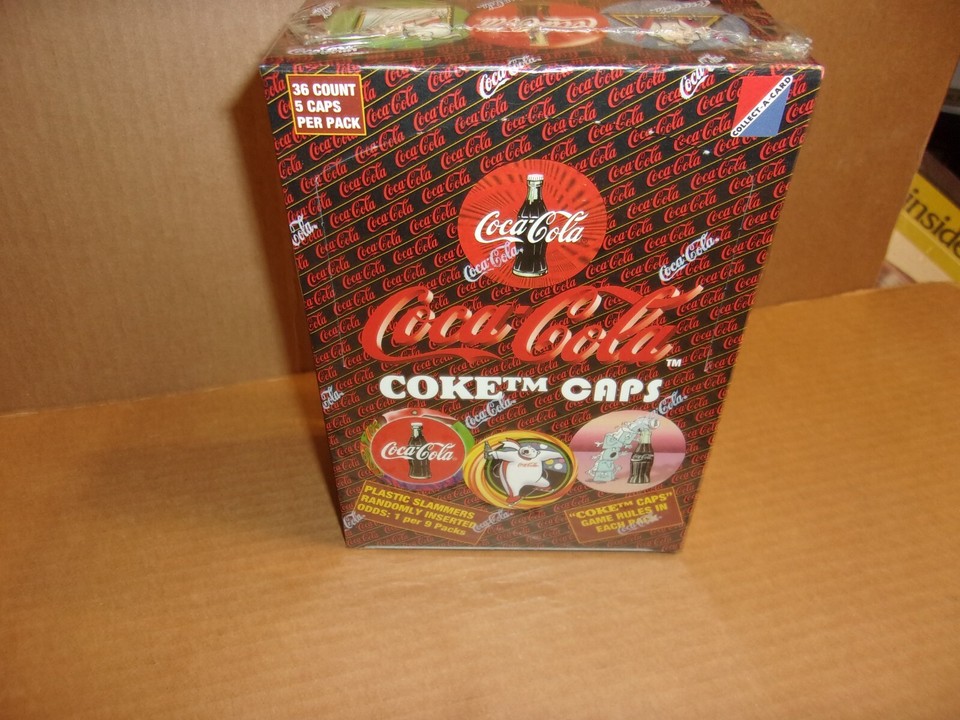 1995 Coca-Cola Coke Caps Pog Box 36 Packs W/ Slammers Collect A Card ...