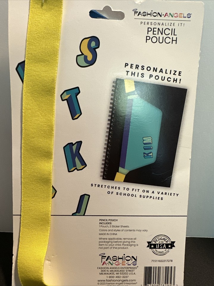 Fashion Angels Personalize It! Pencil Pouch Stickers Blue Mint Teal ...