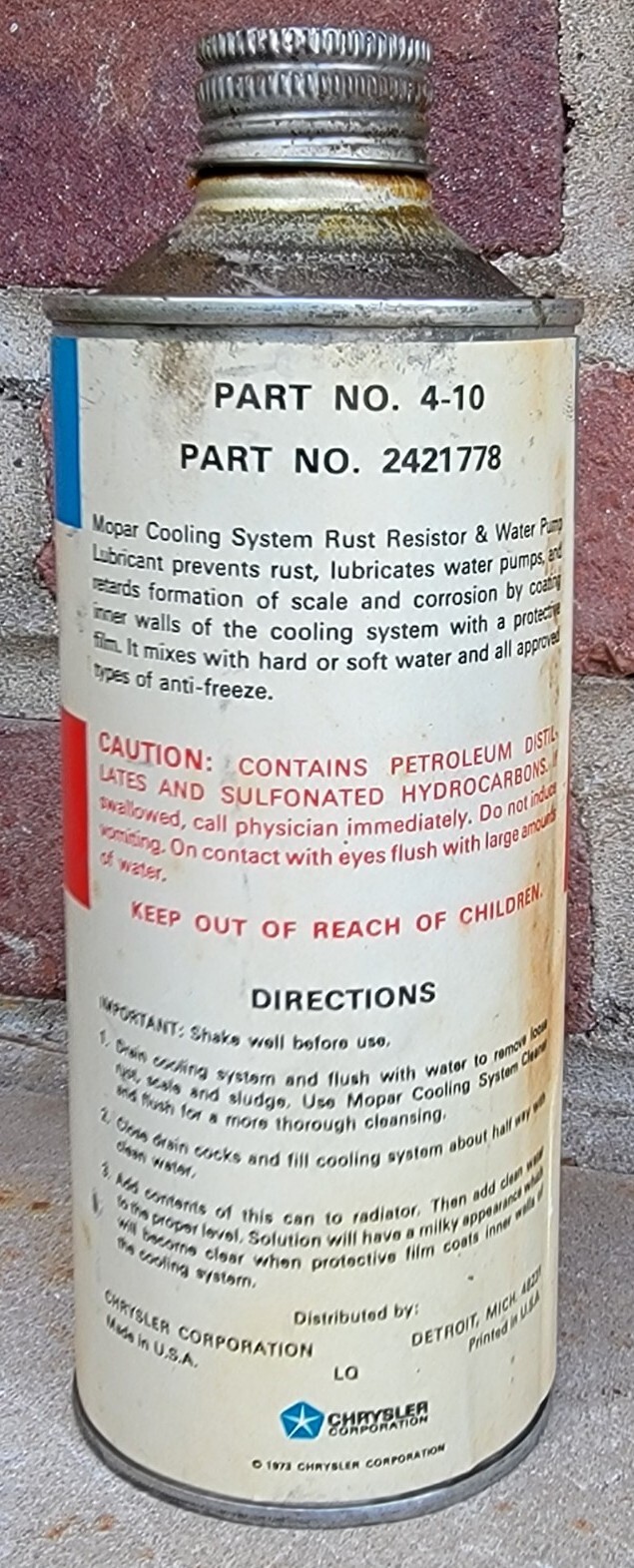 Vintage MoPar Rust Resistor Water Pump Lubricant Cone Top Can Chrysler ...