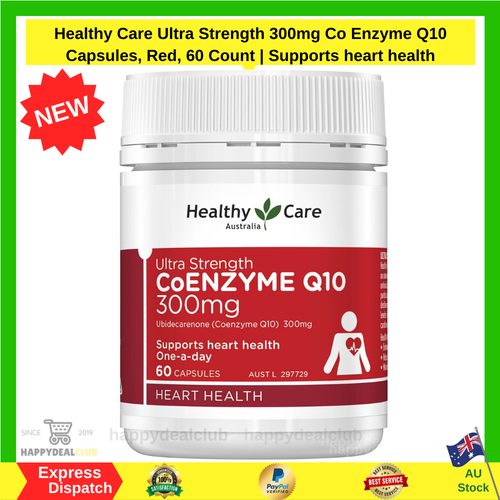 Ultra Strength 300mg Co Enzyme Q10 Capsules Red, 60 Count | Supports ...