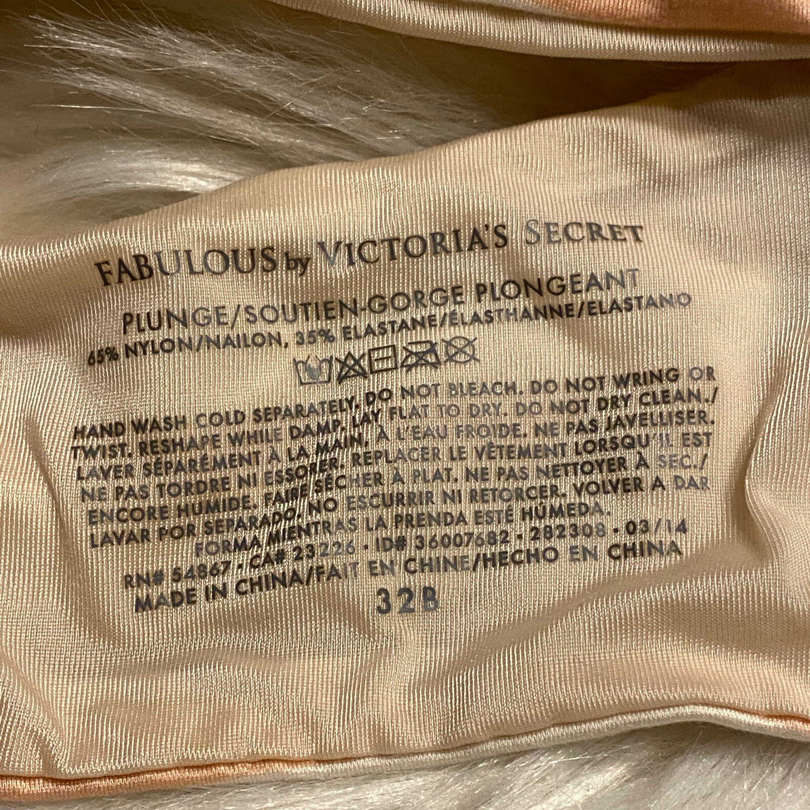 Victorias Secret 32B Bra Beige Striped Fabulous Plunge Underwire Back ...