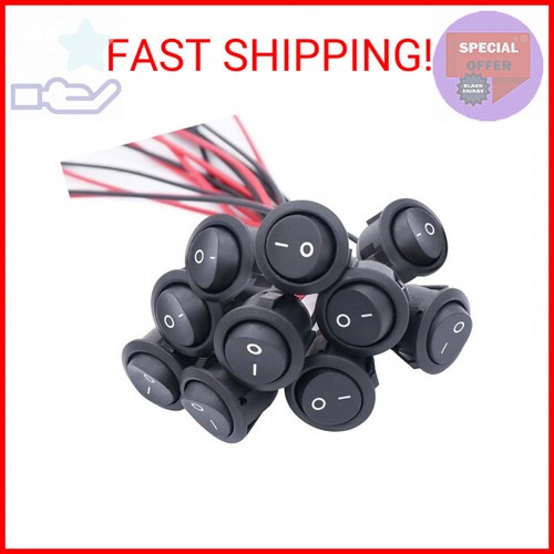 TWTADE 10Pcs Rocker Switch ON/Off SPST 2Pin Latching Toggle Switch Snap ...