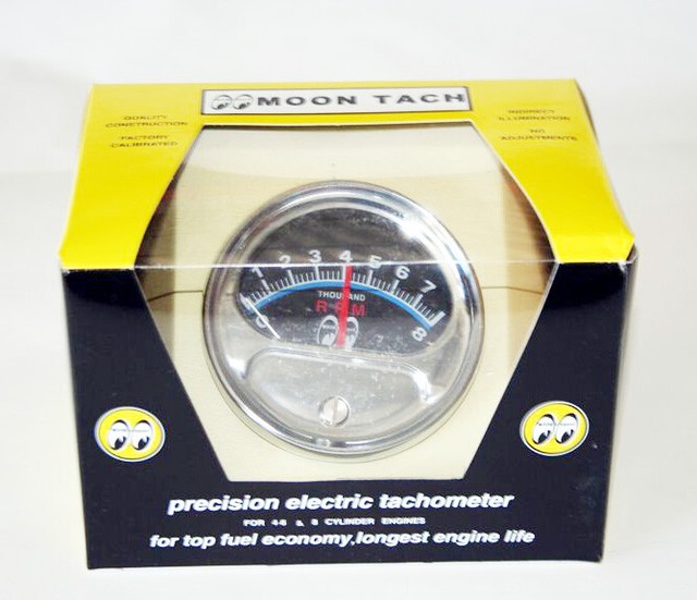 Moon Half Sweep 8000 RPM Tachometer Black Hot Rod Kustom Mooneyes Rat ...