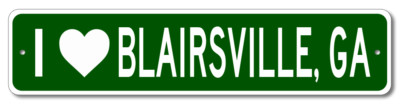 I Love Blairsville, Georgia Metal Wall Decor City Limit Sign - Aluminum ...