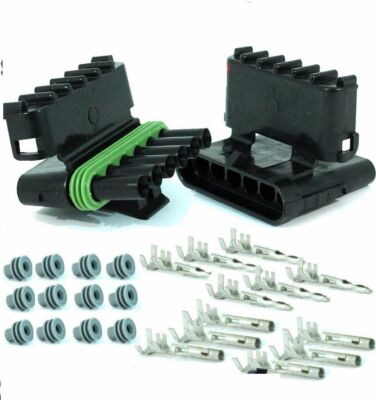 WEATHER PACK 6 PIN CONNECTORS 5 Sets 12-16 AWG car, motorcycle, boat ...