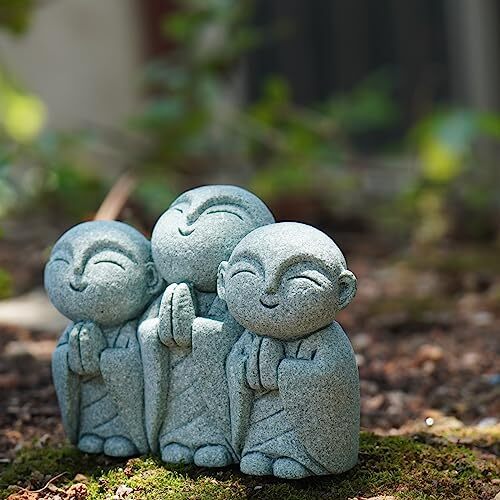 3 Japanese Jizo Statue Smiling Praying Japanese Smiling Praying Monk ...