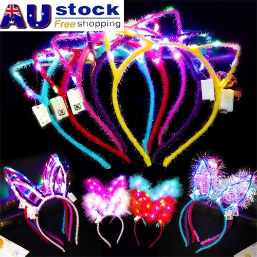 LED Bunny Ears Headbands Glowing Rabbit Cat Party Light Up Headwear ...