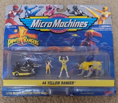 VINTAGE 1994 MICRO MACHINES POWER RANGERS #4 YELLOW RANGER SABERTOOTH ...