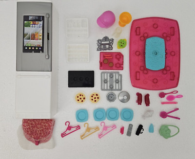 2015 Barbie 360 Dreamhouse Refrigerator Dishes Accessories Pieces ...