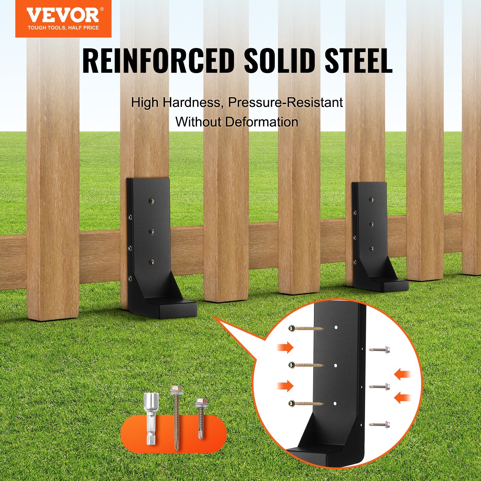 VEVOR Fence Post Anchor Repair Kit,6 Pack Inner Diameter 3.5 x3.5 ...