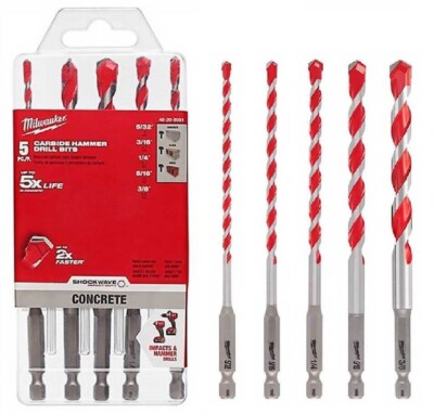 Milwaukee 48-20-9051 SHOCKWAVE 5-Piece Hex Shank Carbide Hammer ...
