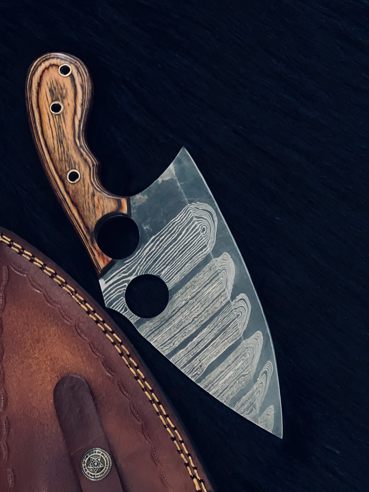YAK_BLADES|9" Custom Handmade Ladder Damascus Steel Cleaver Hunting ...