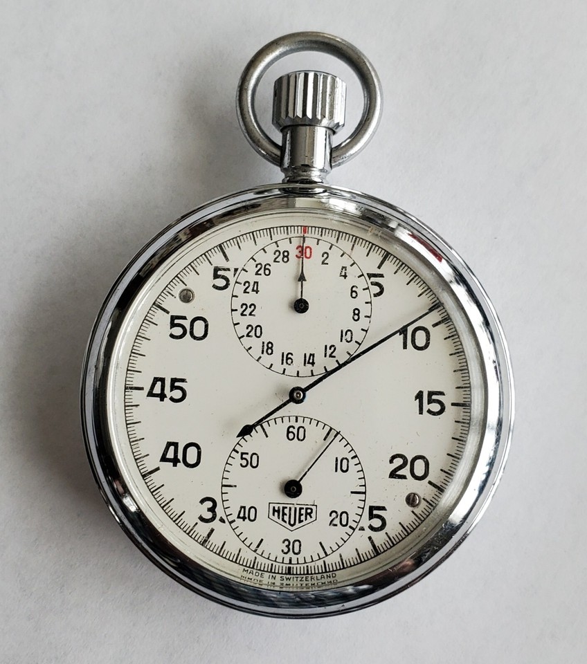 Chrome Plated Heuer Stopwatch Valjoux 57 w/ Running Seconds - Broken ...