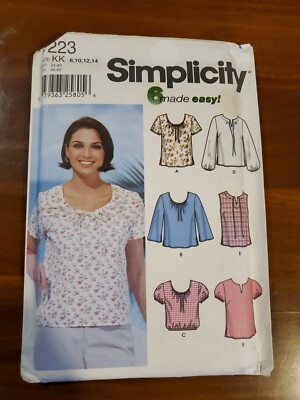 7223 Vintage Simplicity SEWING Pattern Misses Set of Tops Two Lengths 8 ...