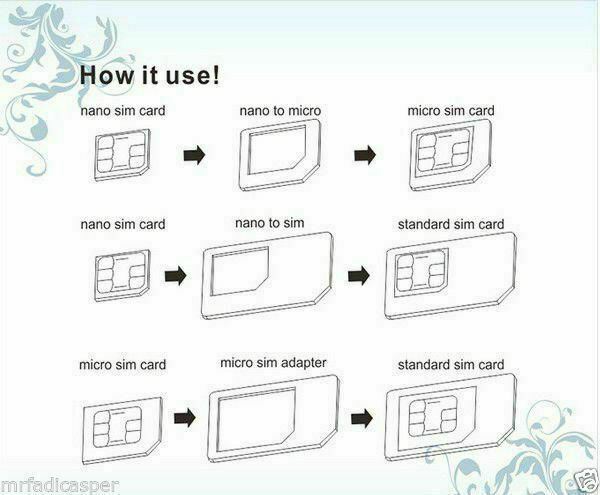 Nano SIM Card Adapter Converter to Micro Standard Set For any phone ...