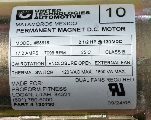PROFORM PRO-FORM 585TL TREADMILL DRIVE MOTOR + WIRING ONLY AS SHOWN ...