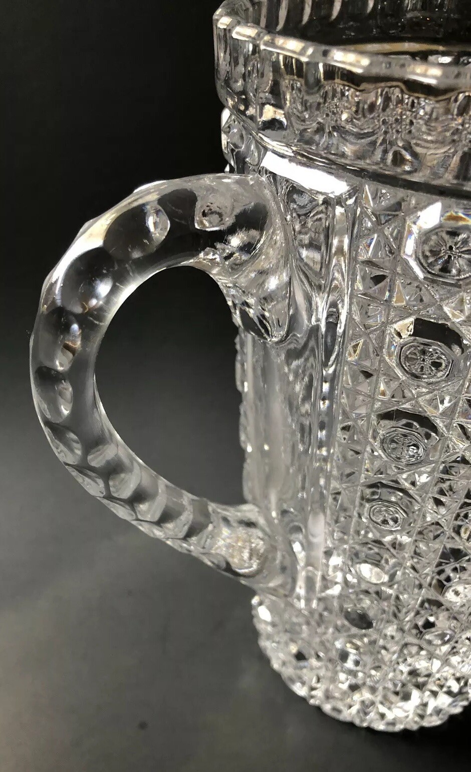 Vintage Diamond and Button Glass Pitcher Pressed Glass | eBay
