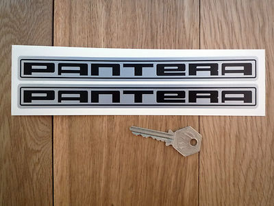 PANTERA DE TOMASO Classic Sports Car STICKERS Black & Silver 8" Pair ...