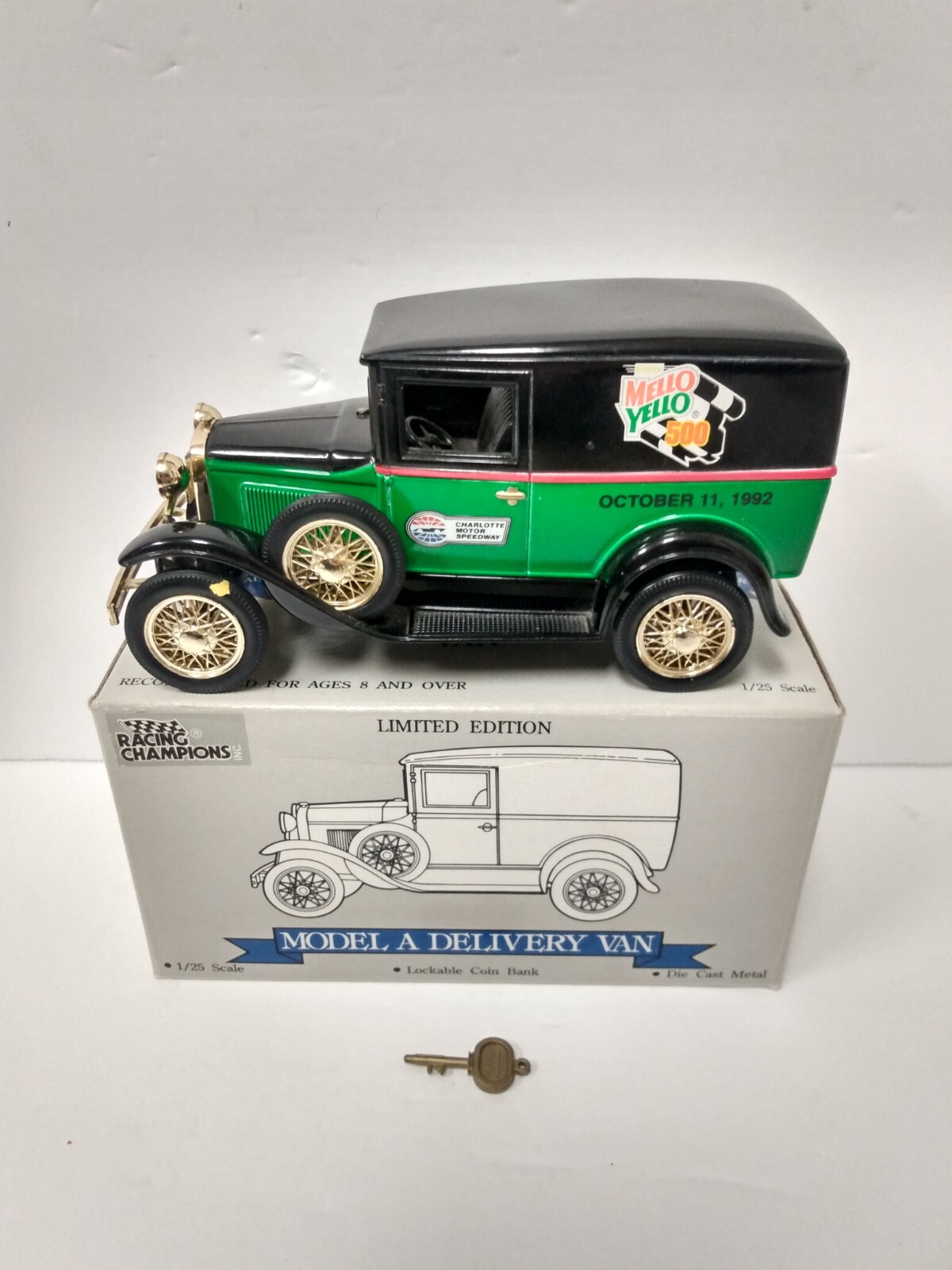 Ford Model A Van Mellow Yellow Diecast Bank NASCAR Charlotte Motor ...