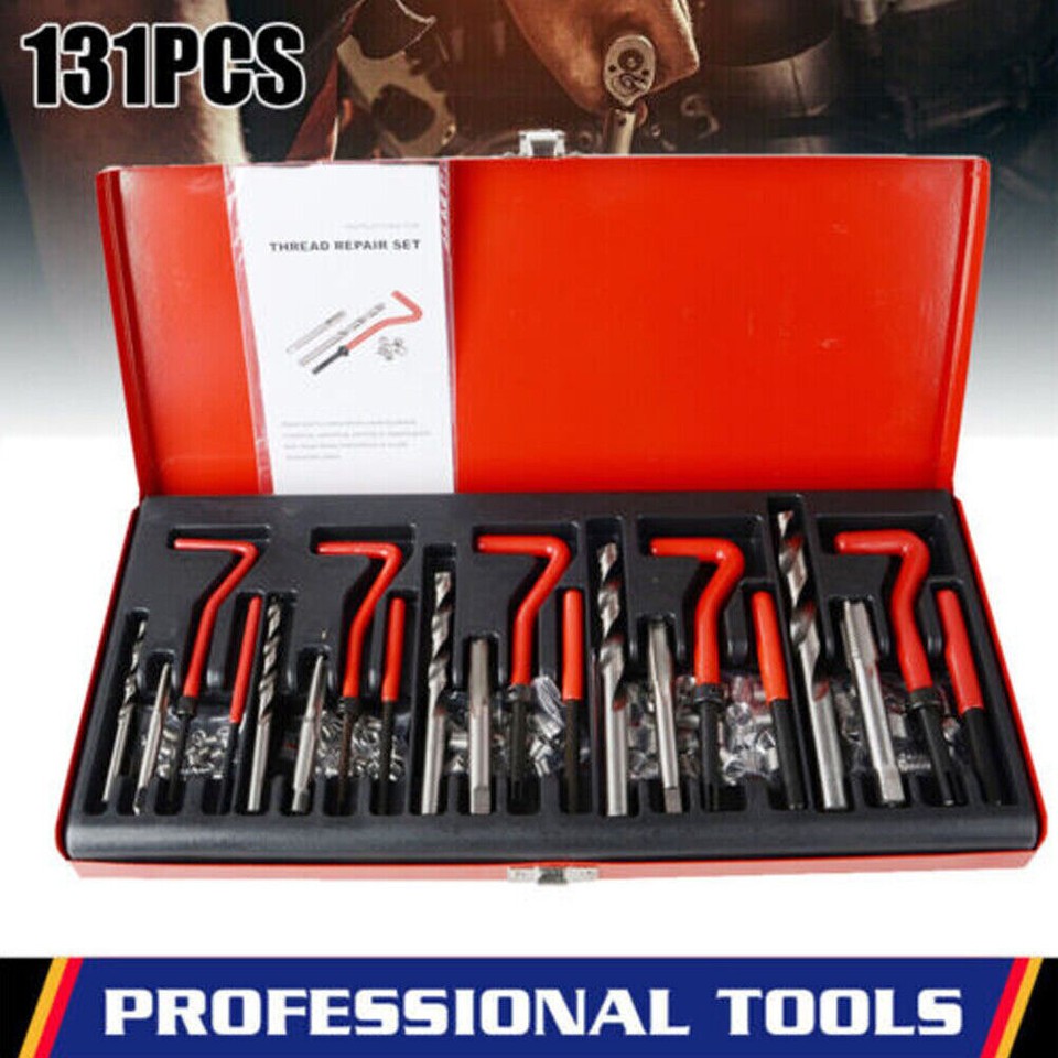131Pc Thread Repair Kit HSS Drill Helicoil Metric Set Heli Coil Tap ...