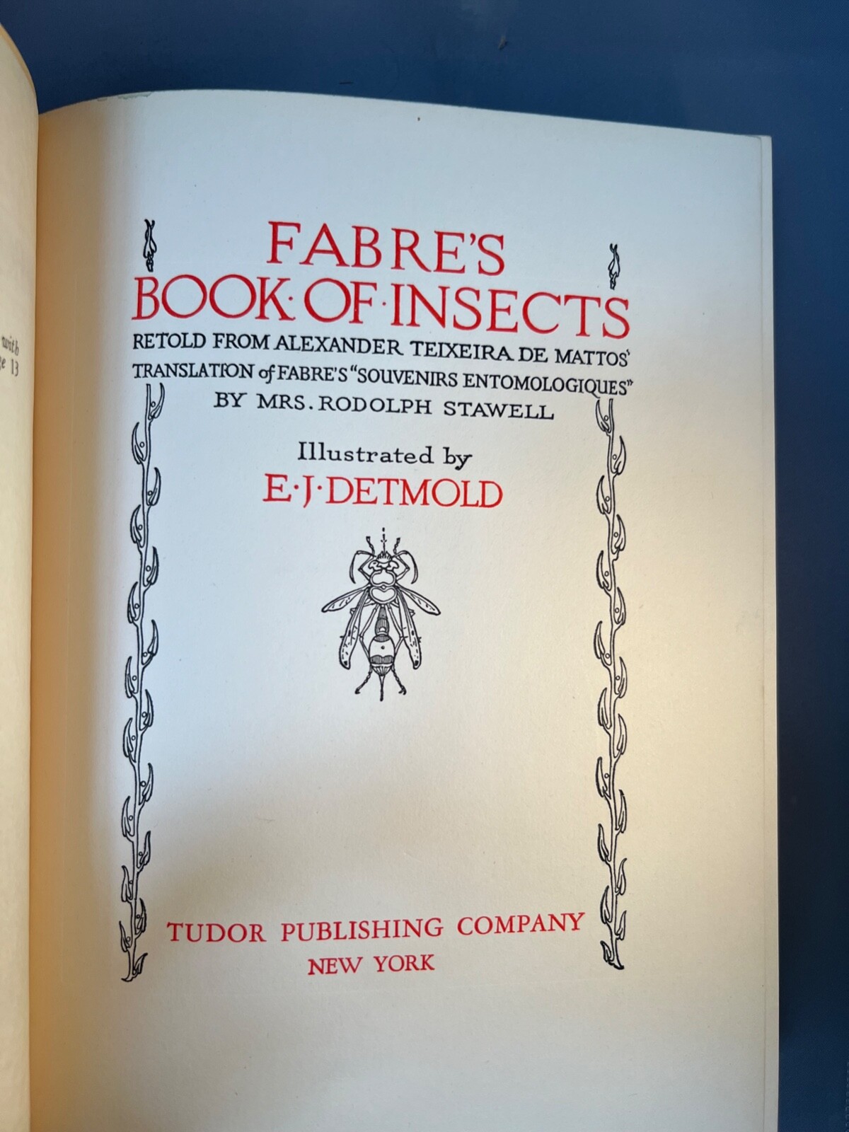 1921 4th Printing 1936 Fabre’s Book of Insects Mrs Rodolph Stawell ...