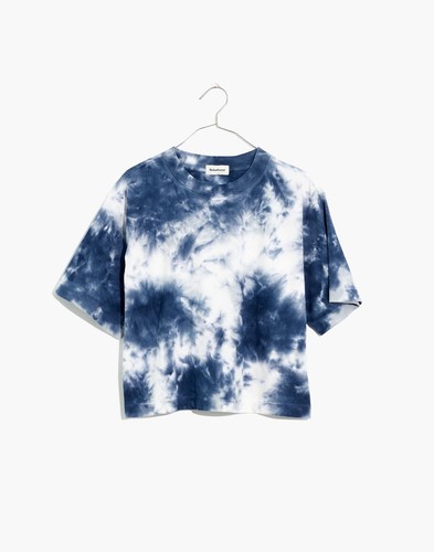 Women's Madewell Richer Poorer Recycled Crop Tee in Tie-Dye - Blue ...
