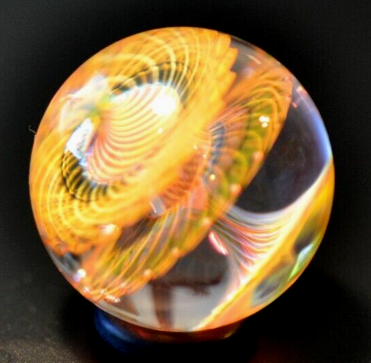 RYAN WHITMORE GLASS MARBLE/1.162"-DELICATE 3 LAYER BEAUTY-TANGERINE ...