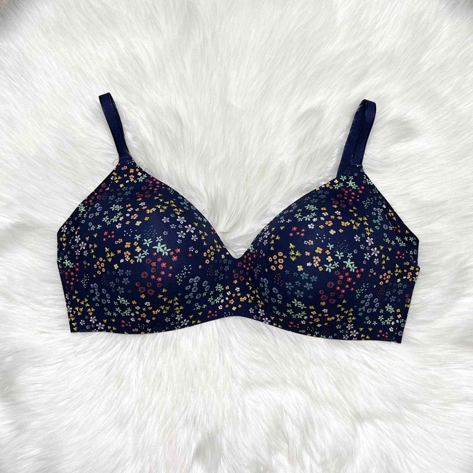 Knix Wildflowers Padded V-Neck Wireless Bra Womens 8 - Gem