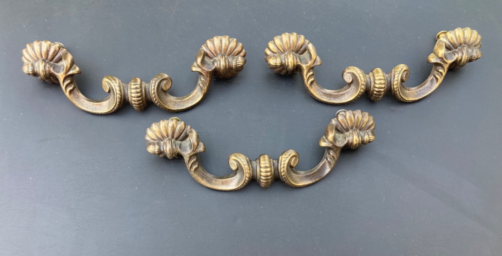 BRASS KBC - 5 ORNATE DRAWER DOOR PULLS HANDLES N5286 N5287 lot of 5 | eBay