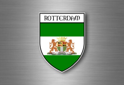 Sticker decal souvenir car coat of arms shield city flag rotterdam ...