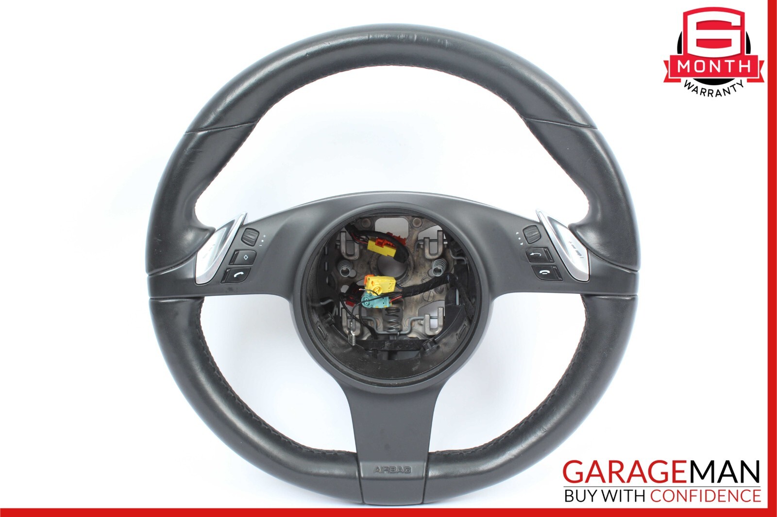 11-14 Porsche Cayenne 958 S Multifunction Steering Wheel Assembly Black ...