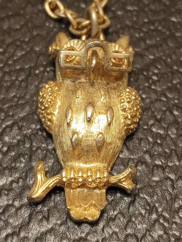 Vintage Gold Tone Signed Tancer II Owl Pendant with Glasses | eBay