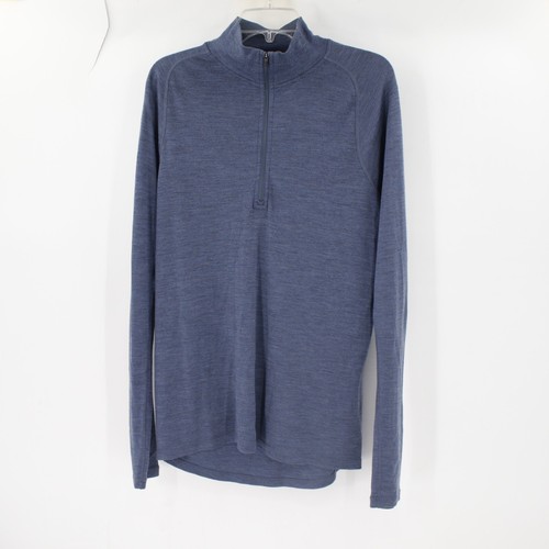 smartwool pullover mens large 1/4 zip up blue long sleeve merino wool ...
