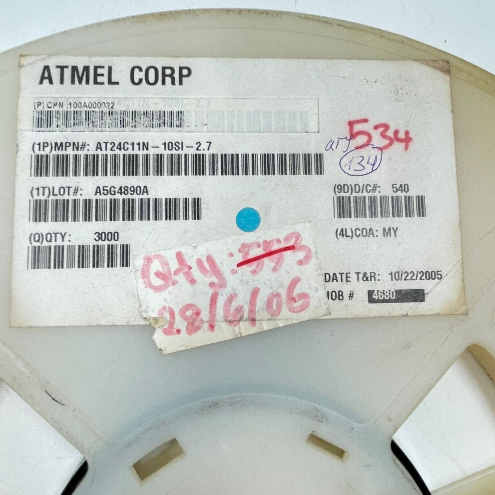 [134 Pcs] AT24C11N-10SI-2.7 ATMAL EEPROM, 128X8, Serial, Cmos SOIC-8 ...