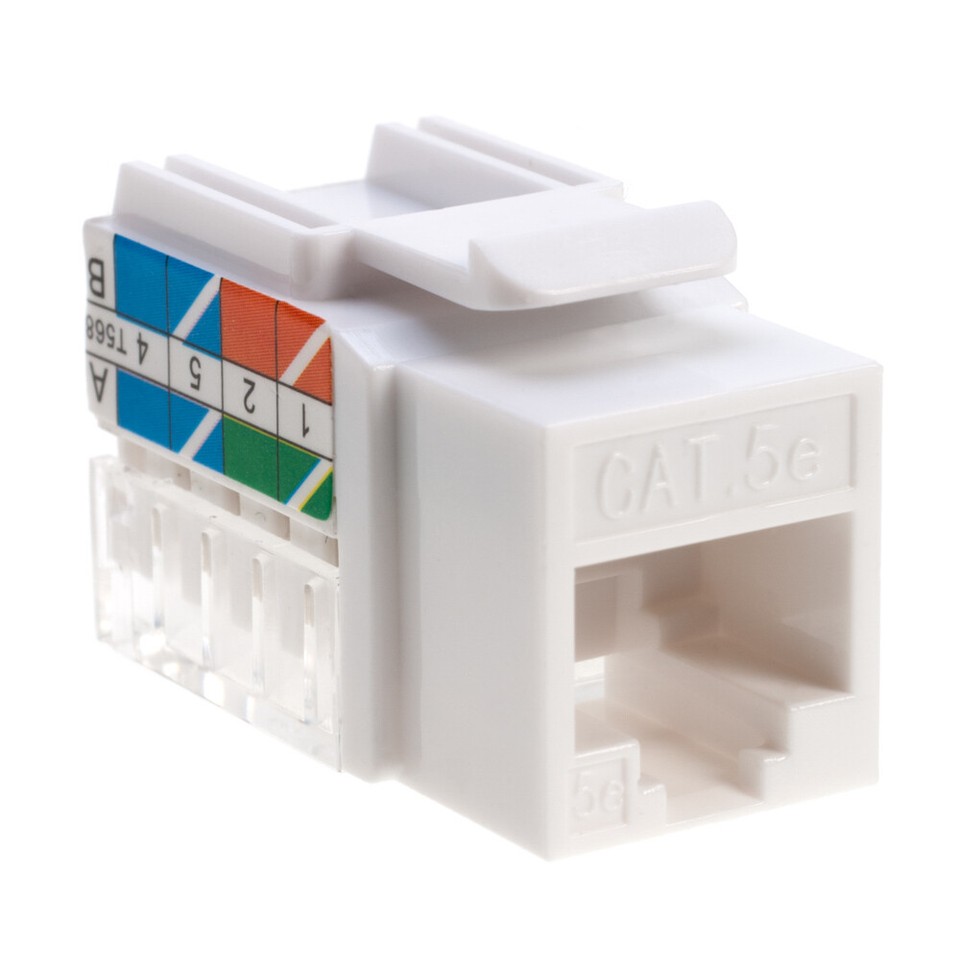 5 pack Cat5e 45° Angled Keystone Jack Network 110 Punchdown 8P8C Cat ...