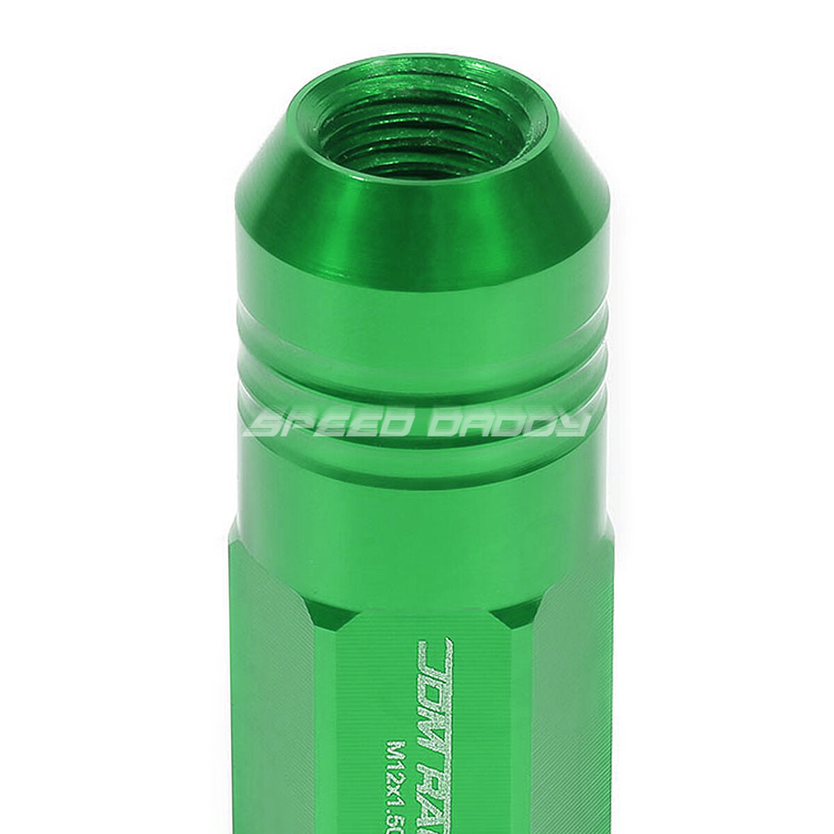 JDM CLOSED-END ALUMINUM GREEN 20 LUG NUTS SET+ADAPTER M12X1.5 20MM OD ...