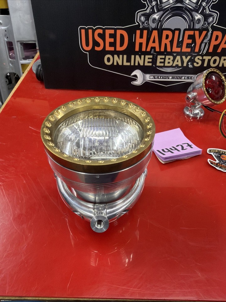 Harley Chopper Headlight Tail Billet Shovelhead Digger Show Bike Light ...