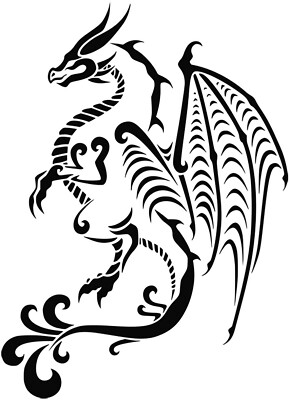 Tribal Oriental Dragon Iron On Transfer-T-Shirt + Light & Dark Fabrics ...