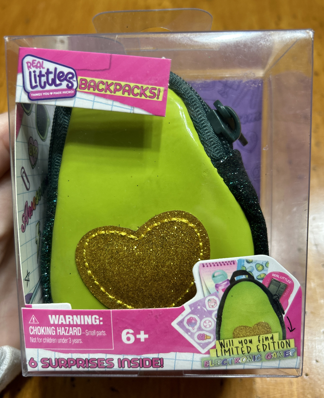 Shopkins Real Littles Mini Backpack Green Glitter Avocado Heart 6 ...