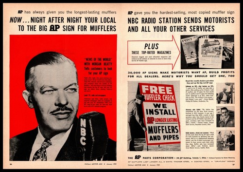 1959 Morgan Beatty NBC News Of The World AP Muffler Sign Vintage 2-Page ...