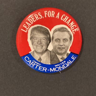 Jimmy Carter Walter Mondale “Leaders for a Change" 1976 Pin Button | eBay