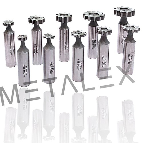 10 Piece HSS Woodruff Key Seat Cutter Set Milling 1/2” Straight Shank ...