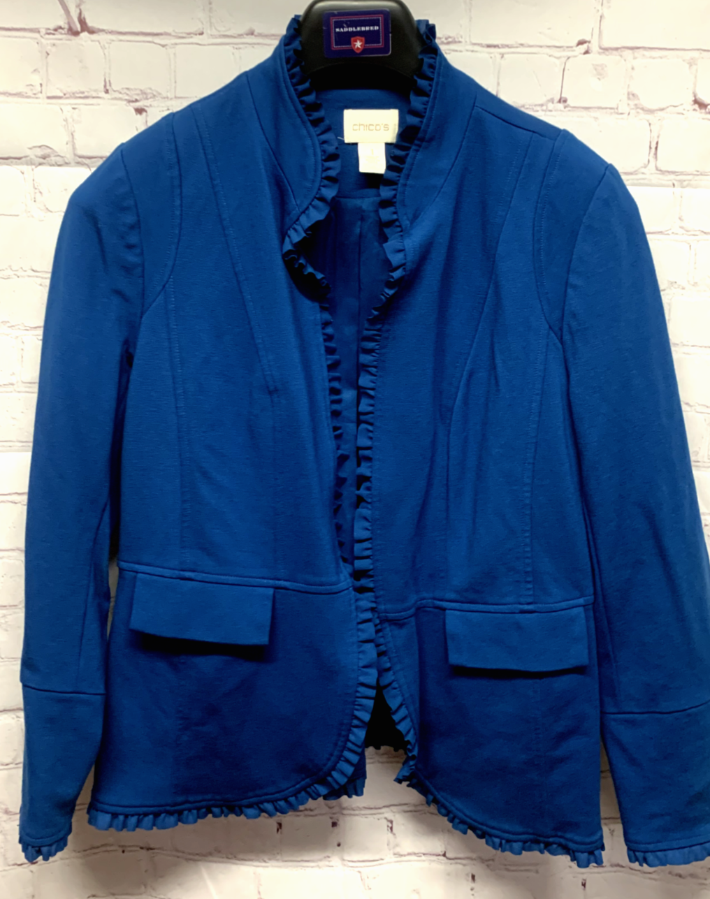 Chico's Women's Blazer Jacket Suit Separate BLue Open Front Medium/8 ...