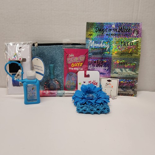 Justice For Girls Blue Sparkle 9pc Gift Set Necklace Nail Lip Mask ...