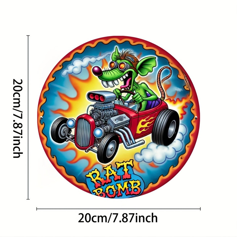 Round Rat Fink Cartoon Aluminum Tin Metal Signs Home Décor 8x8 | eBay